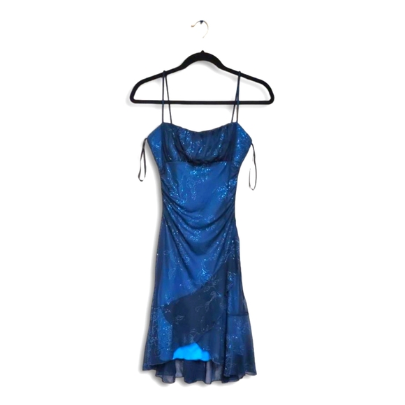 Talbots | Dresses | Talbots Blue Glittery Sequin Fit And Flare String ...